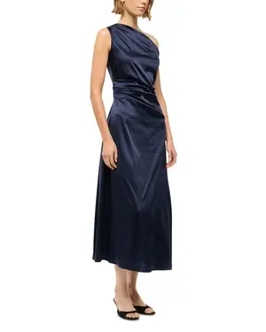 Staud Phare Silk Blend Dress - Navy