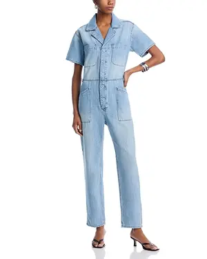 PISTOLA Pistola Grover Short Sleeve Denim Jumpsuit Disoriente