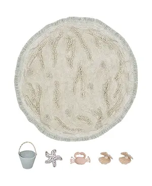 LORENA CANALS Sea Wonders Washable Play Island Round Area Rug, 4' X 4 - Natural