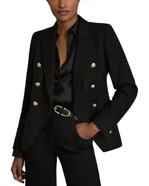 REISS Tally Double Breasted Jacket - Black