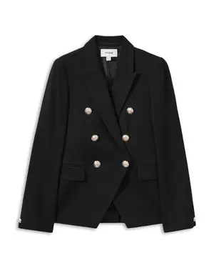 REISS Tally Double Breasted Jacket - Black