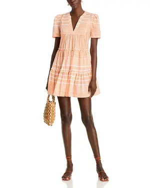 Aqua V-Neck Mini Dress - Exclusive Coral/white