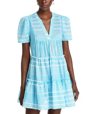 Aqua V-neck Mini Dress Exclusive - New Blue/white