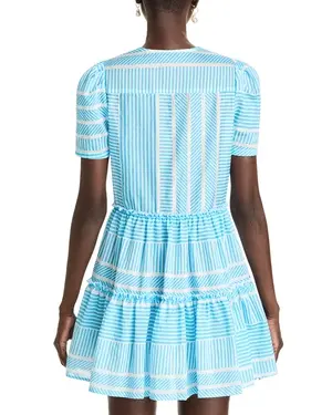 Aqua V-neck Mini Dress Exclusive - New Blue/white
