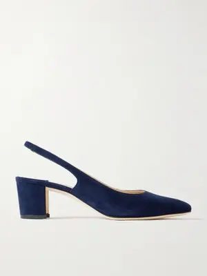 Manolo Blahnik Allurasan 50 Suede Slingback Pumps - Blue