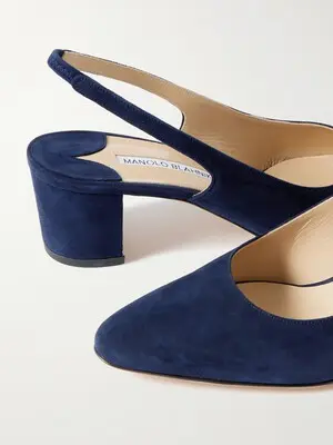 Manolo Blahnik Allurasan 50 Suede Slingback Pumps - Blue