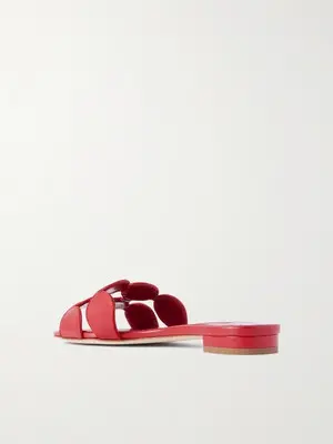 Manolo Blahnik Haribalmu Leather Slides - Red