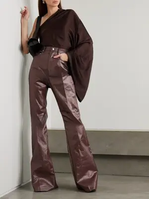 Rick Owens Bolan Coated High-rise Flared Jeans