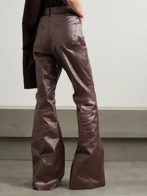 Rick Owens Bolan Coated High-rise Flared Jeans