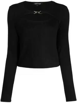 TOUT A COUP Buckle Detail Cropped Top - Black