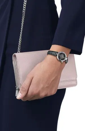 TISSOT Desir Leather Strap Watch - Black
