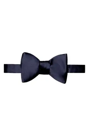 Eton Silk Satin Self Tie Bow Tie - Dark Blue