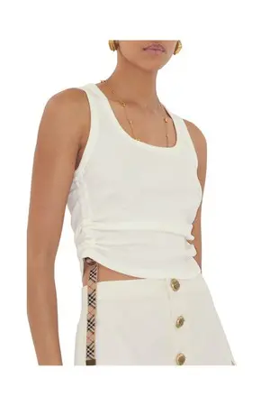 Burberry Cotton-blend Tank Top - Chalk