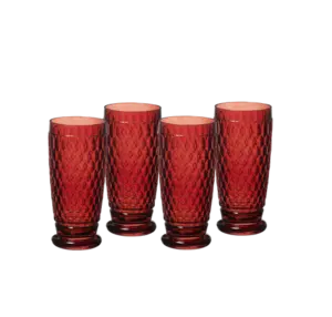 VILLEROY & BOCH Boston Coloured Set Of 4 Hiball - Red