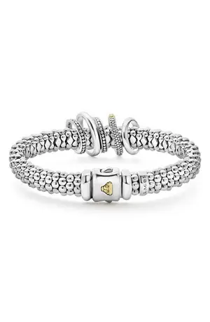 Lagos Caviar Lux Pavé Diamond Rope Bracelet In Sterling Silver And 18k Gold - Two-tone