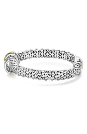Lagos Caviar Lux Pavé Diamond Rope Bracelet In Sterling Silver And 18k Gold - Two-tone
