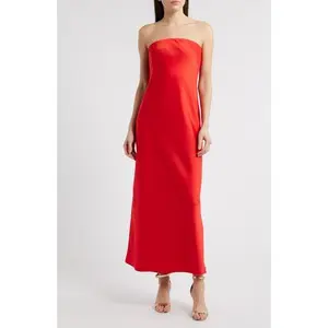 WAYF Madelyn Strapless Satin Dress