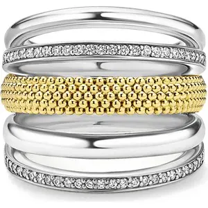 Lagos Caviar Lux Pavé Diamond Ring - Two-tone