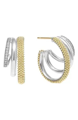 Lagos Caviar Lux Pavé Diamond Hoop Earrings