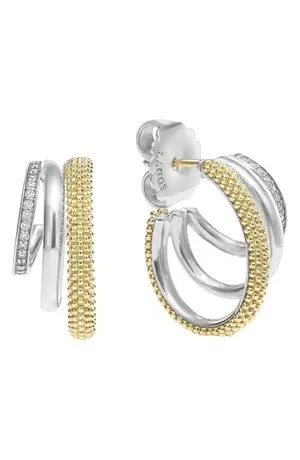 Lagos Caviar Lux Pavé Diamond Hoop Earrings