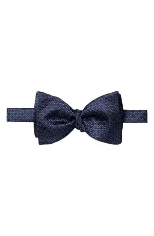 Eton Geometric Jacquard Silk Bow Tie - Navy