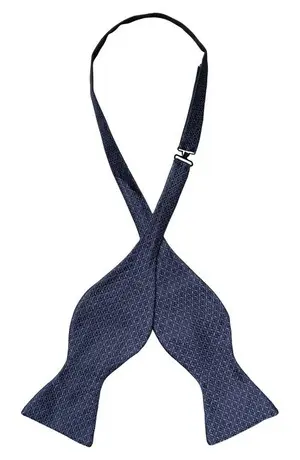 Eton Geometric Jacquard Silk Bow Tie - Navy