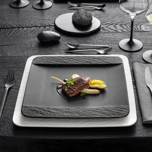 VILLEROY & BOCH Manufacture Rock Square Dinner Plate - Black