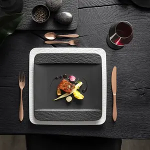 VILLEROY & BOCH Manufacture Rock Square Dinner Plate - Black