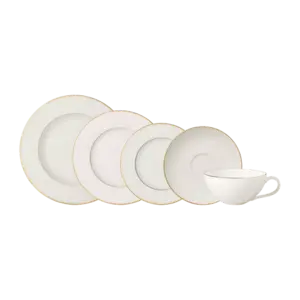 VILLEROY & BOCH Anmut Gold 5 Piece Place Set - White
