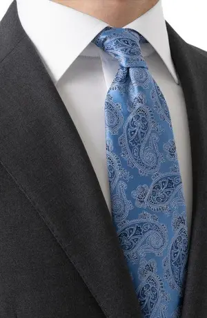 Eton Paisley Jacquard Silk Tie - Blue