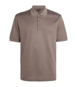 Giorgio Armani Cotton Logo Polo Shirt - Beige