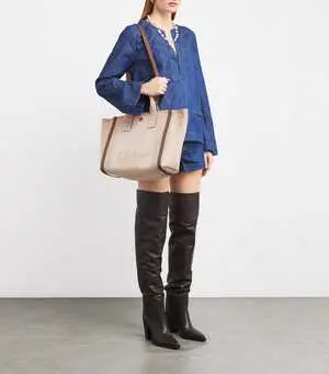 Chloé Medium Canvas Carry Tote Bag - Beige