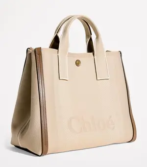 Chloé Medium Canvas Carry Tote Bag - Beige