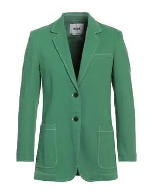MSGM Single-breasted Denim Blazer - Green