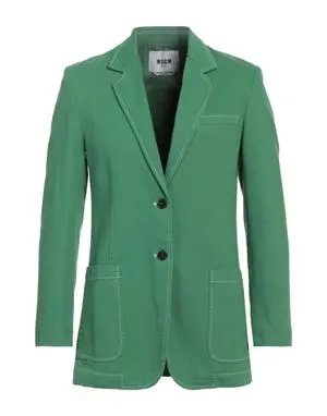 MSGM Single-breasted Denim Blazer - Green