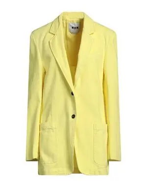 MSGM MSGM Single-Breasted Denim Blazer Yellow