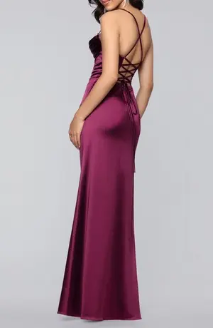 BLONDIE NITES Drape Corset Gown - Burgundy