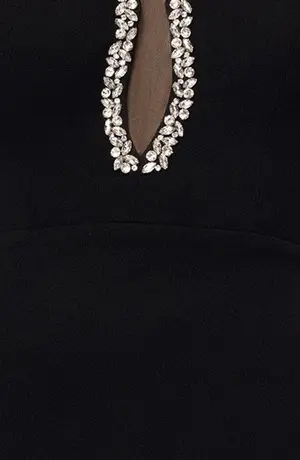 BLONDIE NITES Rhinestone Sweetheart Neck Scuba Knit Gown