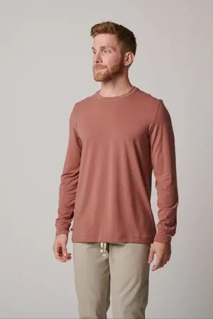 LEISURE LAB Long Sleeve Everyday T-shirt Clay