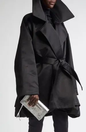 Balenciaga Le City Metallic Leather Wallet On A Chain - 8122 Silver