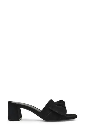 Anne Klein Kizmet Bow Slide Sandal - Black Suede