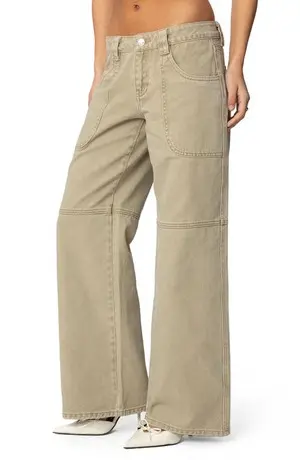 EDIKTED Morgan Low-rise Wide-leg Carpenter Jeans - Light-brown