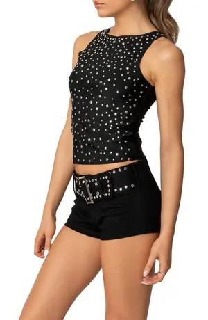 EDIKTED Alexandra Studded Crop Top
