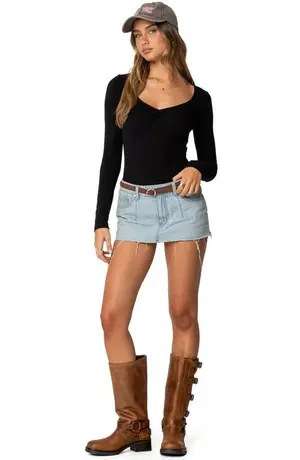 EDIKTED Jonah Long Sleeve Bodysuit - Black