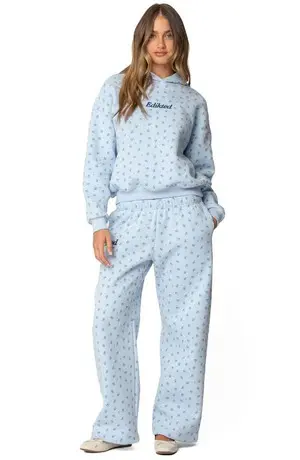 EDIKTED Flower Power Sweatpants - Light-blue