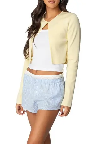 EDIKTED Jayne Split Front Knit Crop Cardigan - Yellow