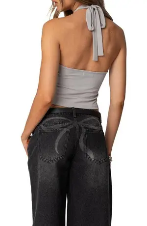 EDIKTED Reissa Keyhole Halter Crop Top