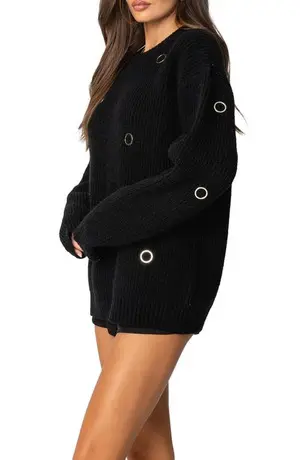 EDIKTED Ellia Grommet Oversized Sweater