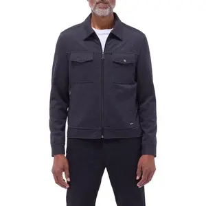 Bugatchi Soft Touch Zip Knit Shirt Jacket - Black