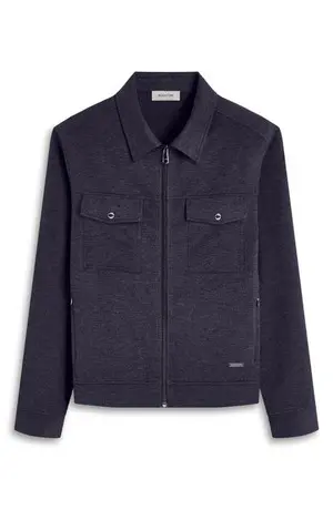 Bugatchi Soft Touch Zip Knit Shirt Jacket - Black